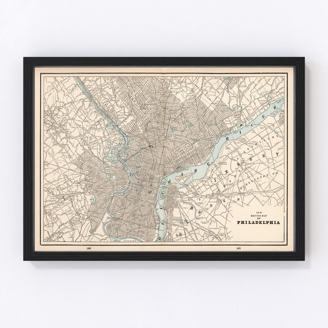 Philadelphia Map 1893 - Old Map of Philadelphia Pennsylvania Art ...
