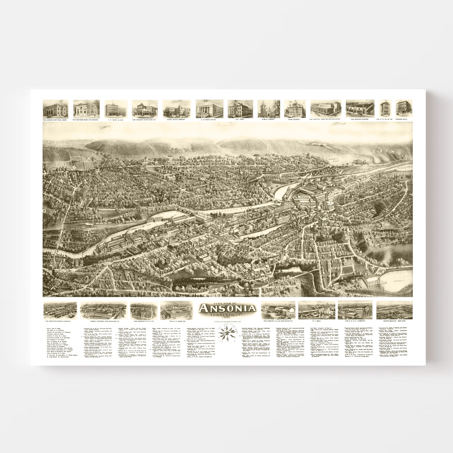 Ansonia Map 1921 Old Map of Ansonia Connecticut Art Vintage - Etsy