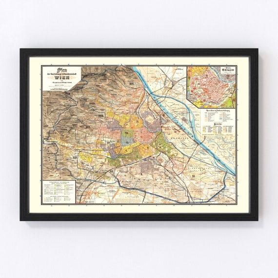 Vienna Map 1895 Old Map of Vienna Austria Art Vintage Print - Etsy ...