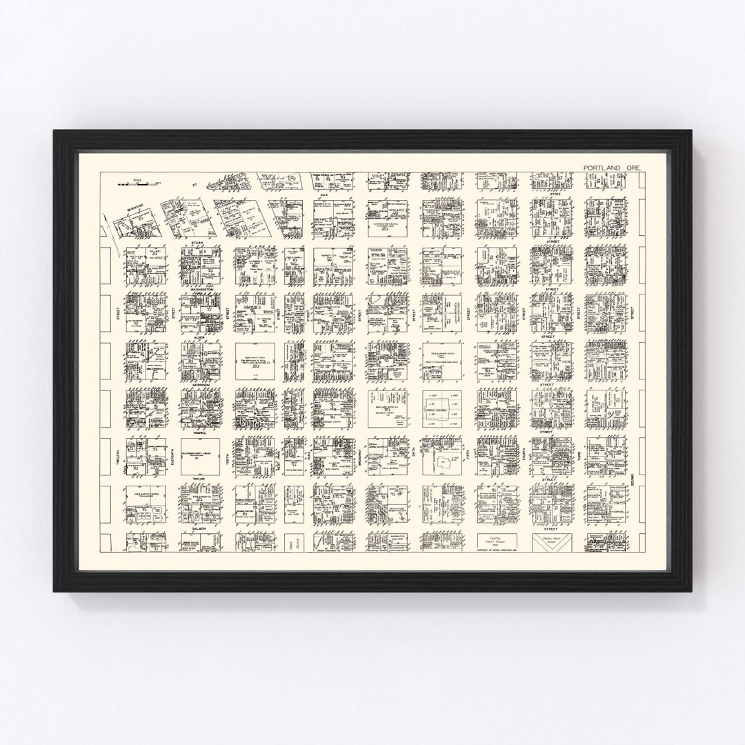 Portland Map 1929, Vintage Portland Map, Old Portland Oregon Art, Wall ...