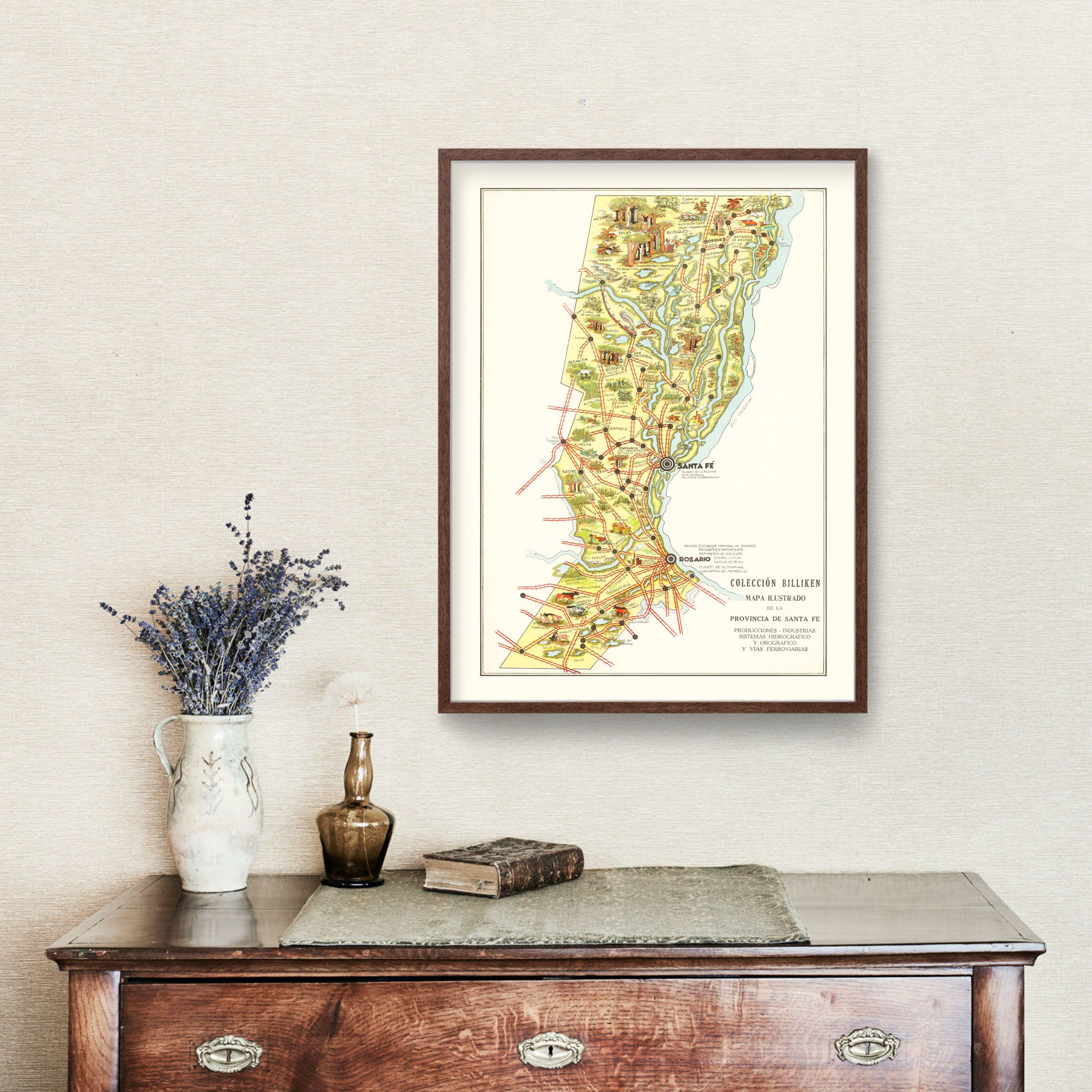 Santa Fe Map 1933, Vintage Santa Fe Map, Old Santa Fe Art, Wall Art ...