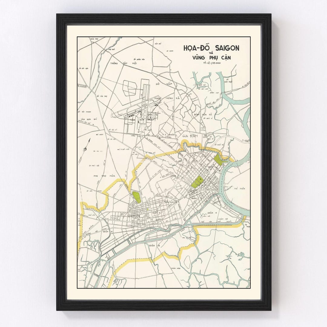 Saigon Map 1968, Vintage Saigon Map, Old Saigon Art, Wall Art Gift for ...