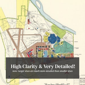Maxwell Air Force Base Map 1952 Old Map of Maxwell Air Force Base Art ...