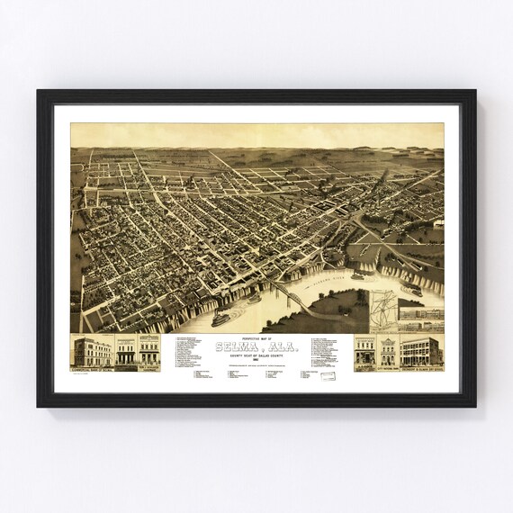 Selma Map 1887 Old Map of Selma Alabama Art Vintage Print - Etsy.de