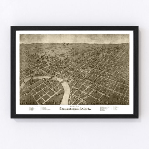 Columbus Map 1872 Old Map of Columbus Ohio Art Vintage Print - Etsy