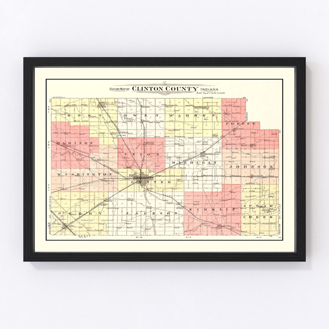Clinton County Map 1903, Vintage Clinton County Map, Old Clinton County ...