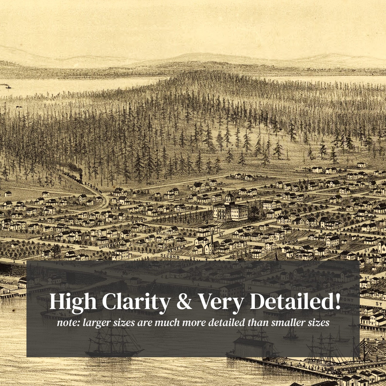 Seattle Map 1878 Old Map of Seattle Washington Art Vintage - Etsy
