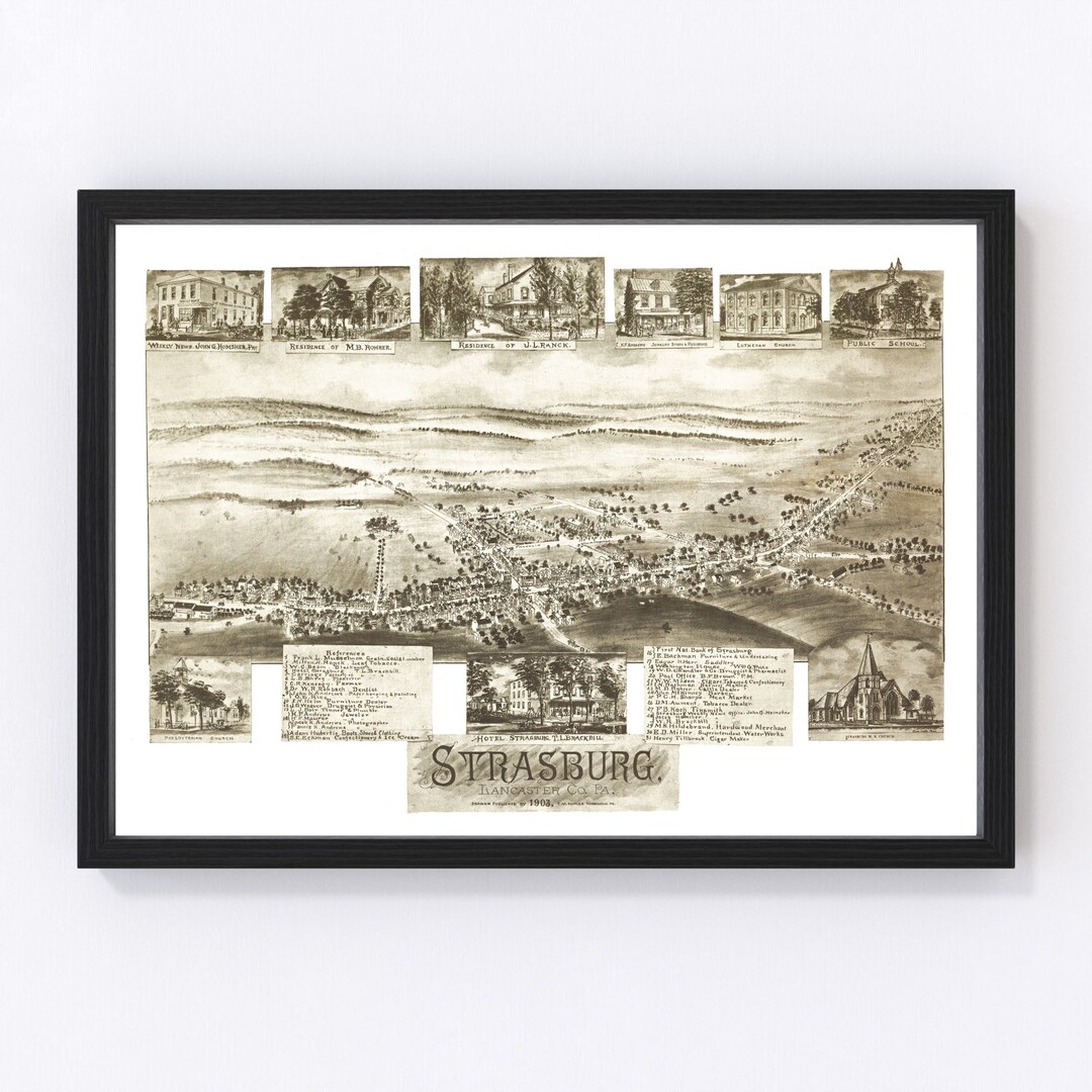 Strasburg Map 1903, Vintage Strasburg Map, Old Strasburg Pennsylvania ...