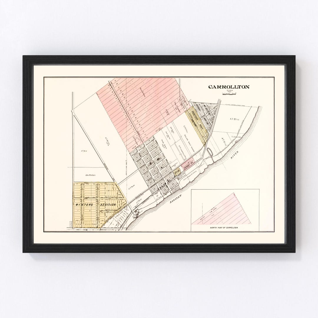 Carrollton Map 1896 Old Map of Carrollton Michigan Art Vintage Print ...