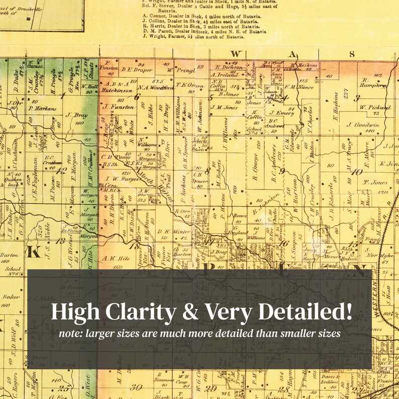 Jefferson County Iowa Map 1871 Old Map of Jefferson County - Etsy