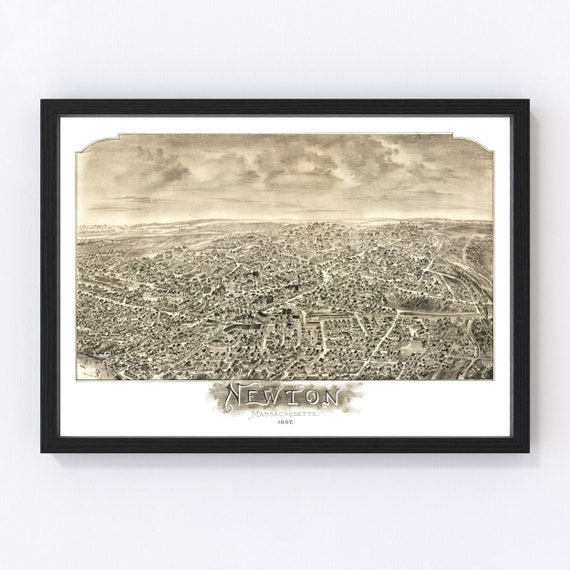 Newton Map 1897 Old Map of Newton Massachusetts Art Vintage - Etsy