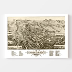 Butte City Map 1884 - Old Map of Butte City Montana Art Vintage Print ...