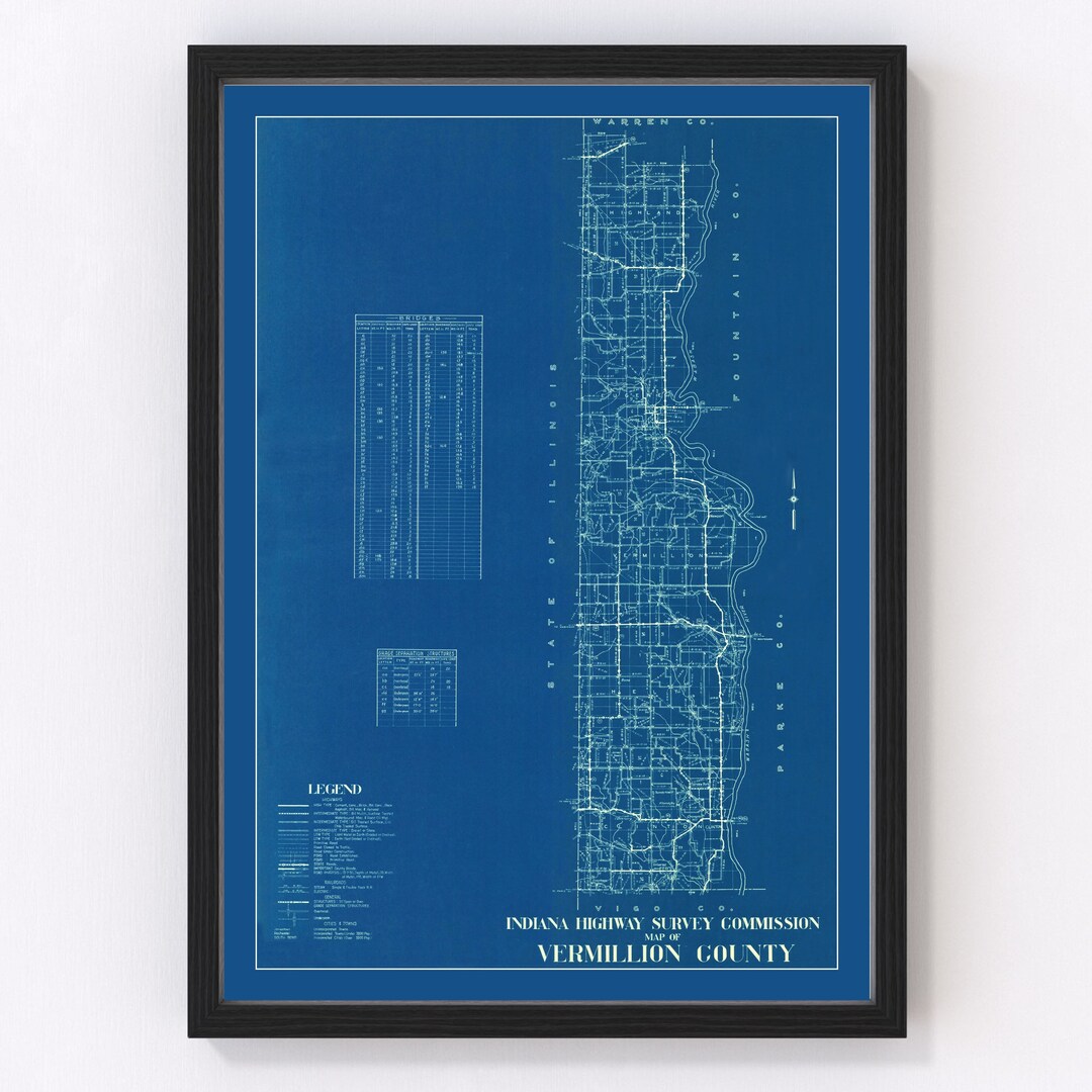 Vermillion County Map 1936, Vintage Vermillion County Map, Old ...