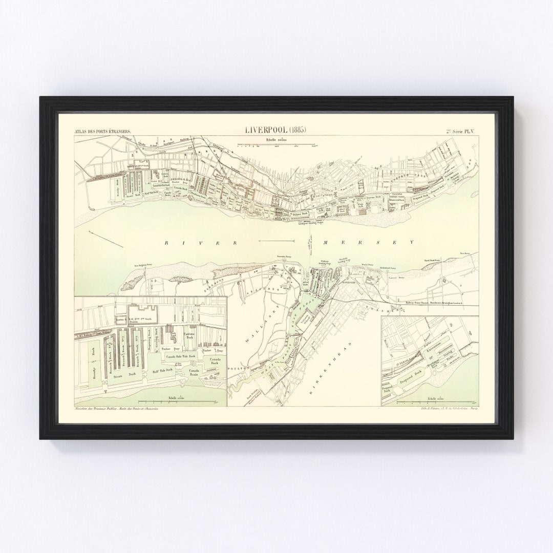 Liverpool Map 1885 Old Map of Liverpool England Art Vintage Print ...