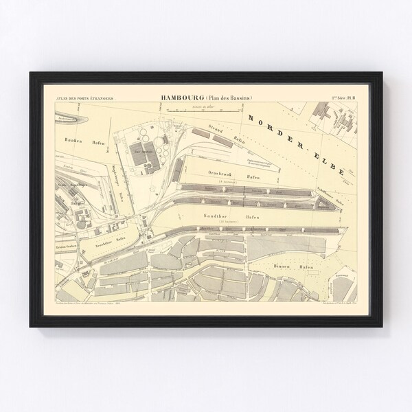 Vintage Map of Hamburg - Etsy