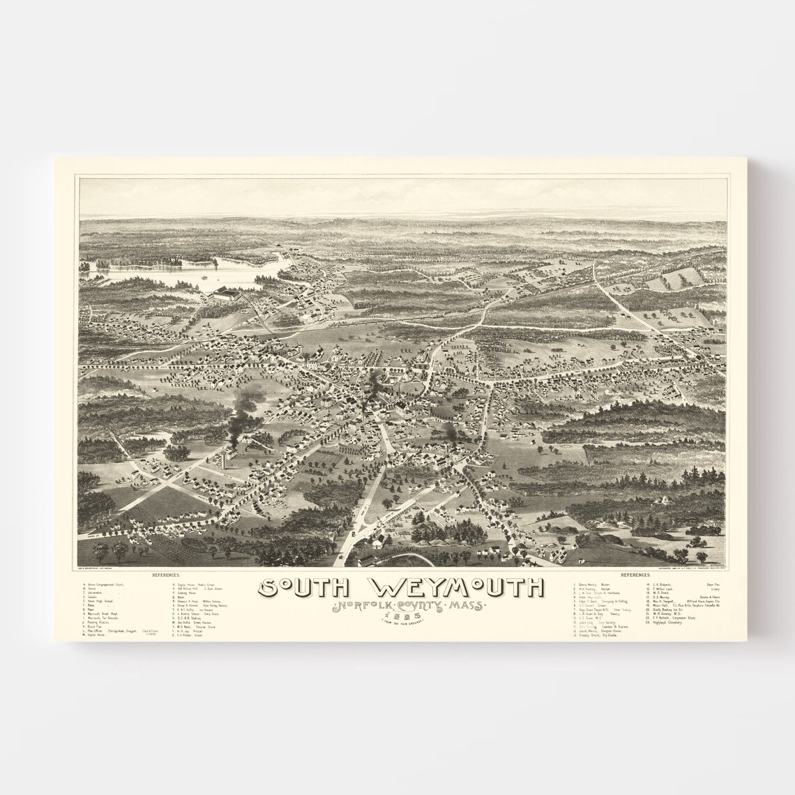 South Weymouth Map 1885 Old Map of South Weymouth - Etsy