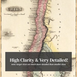 Chile Map 1823 - Old Map of Chile Art Print Framed Wall Art Vintage ...