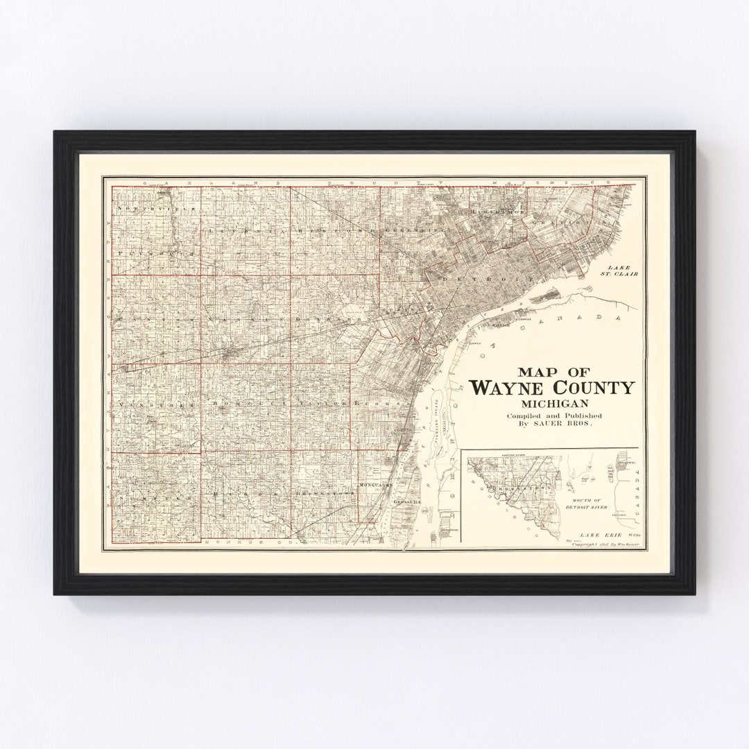 Wayne County Map 1915, Vintage Wayne County Map, Old Wayne County ...