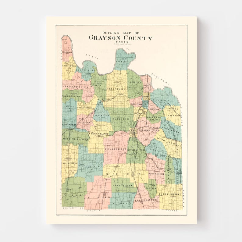 Grayson County Map 1908, Vintage Grayson County Map, Old Grayson County ...