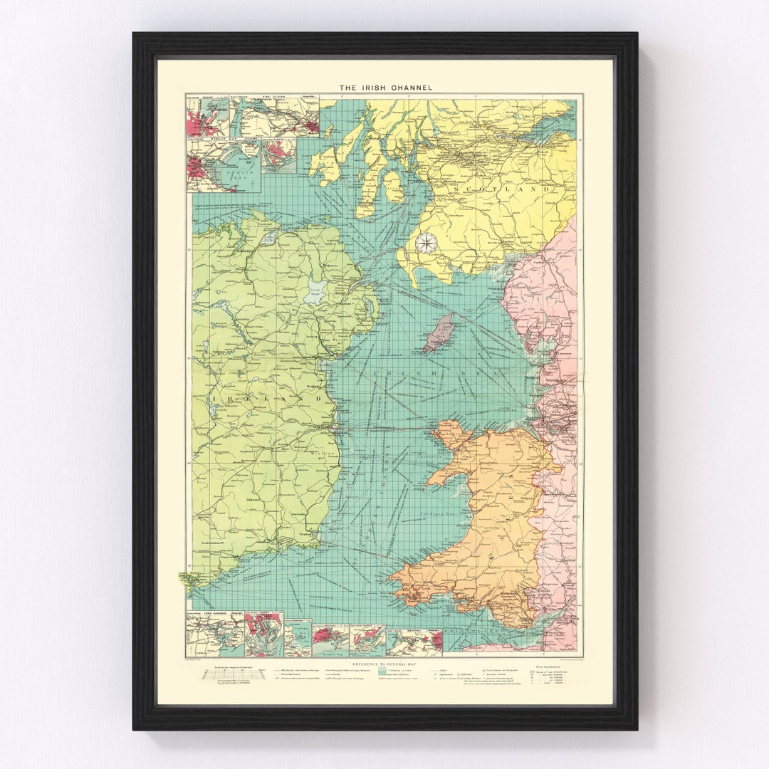 Irish Channel Map 1922 Old Map of Irish Channel Art Vintage - Etsy