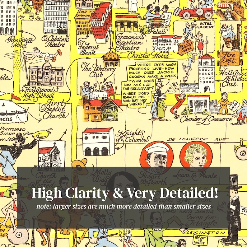 Hollywood Map 1928 Old Map of Hollywood California Art - Etsy