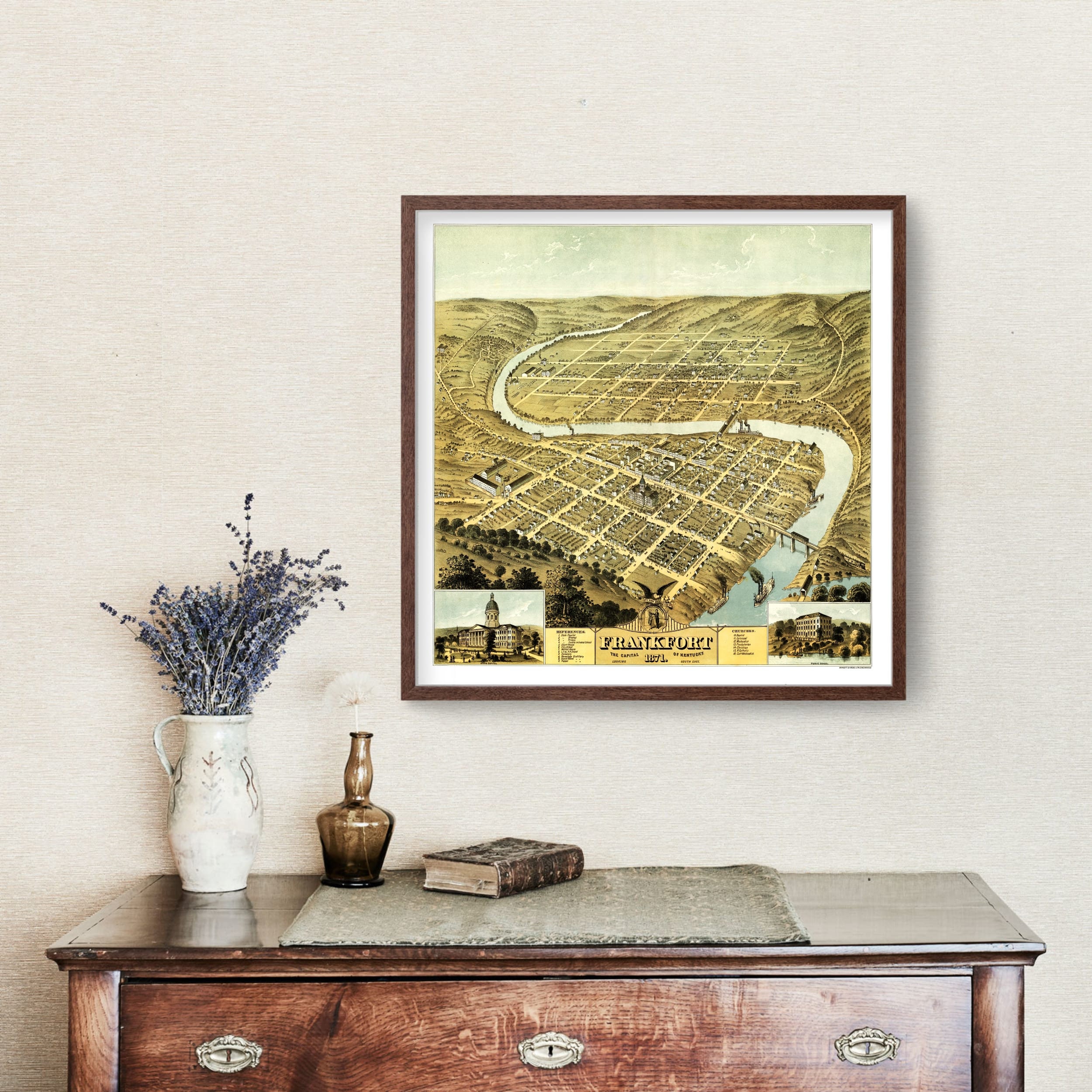 Frankfort Map 1871 Old Map of Frankfort Kentucky Art Vintage - Etsy