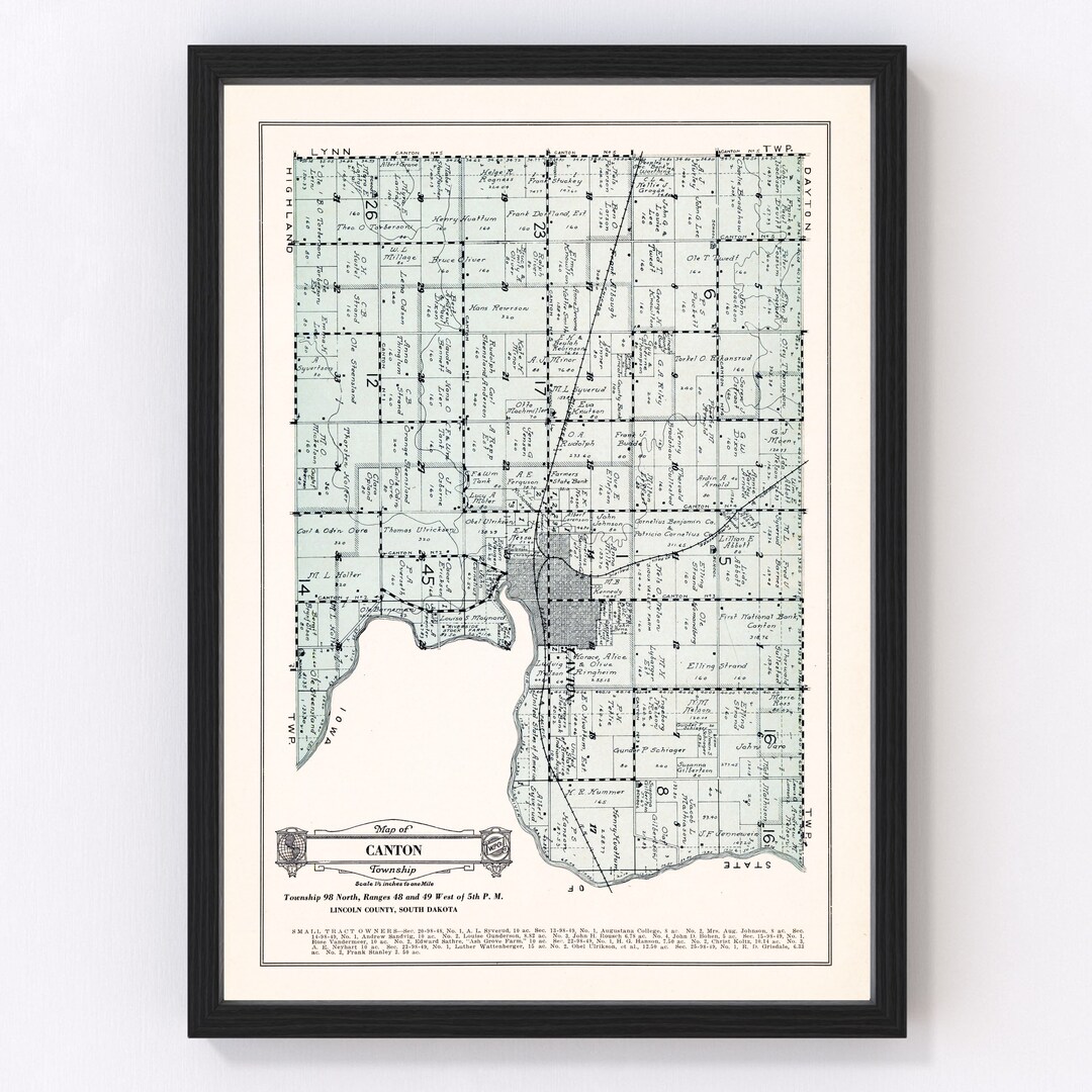 Canton Township Map 1929, Vintage Canton Township Map, Old Canton ...