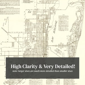 Miami Map 1929 Old Map of Miami Florida Art Vintage Print Framed Canvas ...