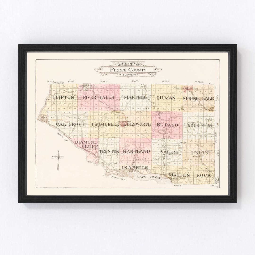 Pierce County Map 1908, Vintage Pierce County Map, Old Pierce County ...