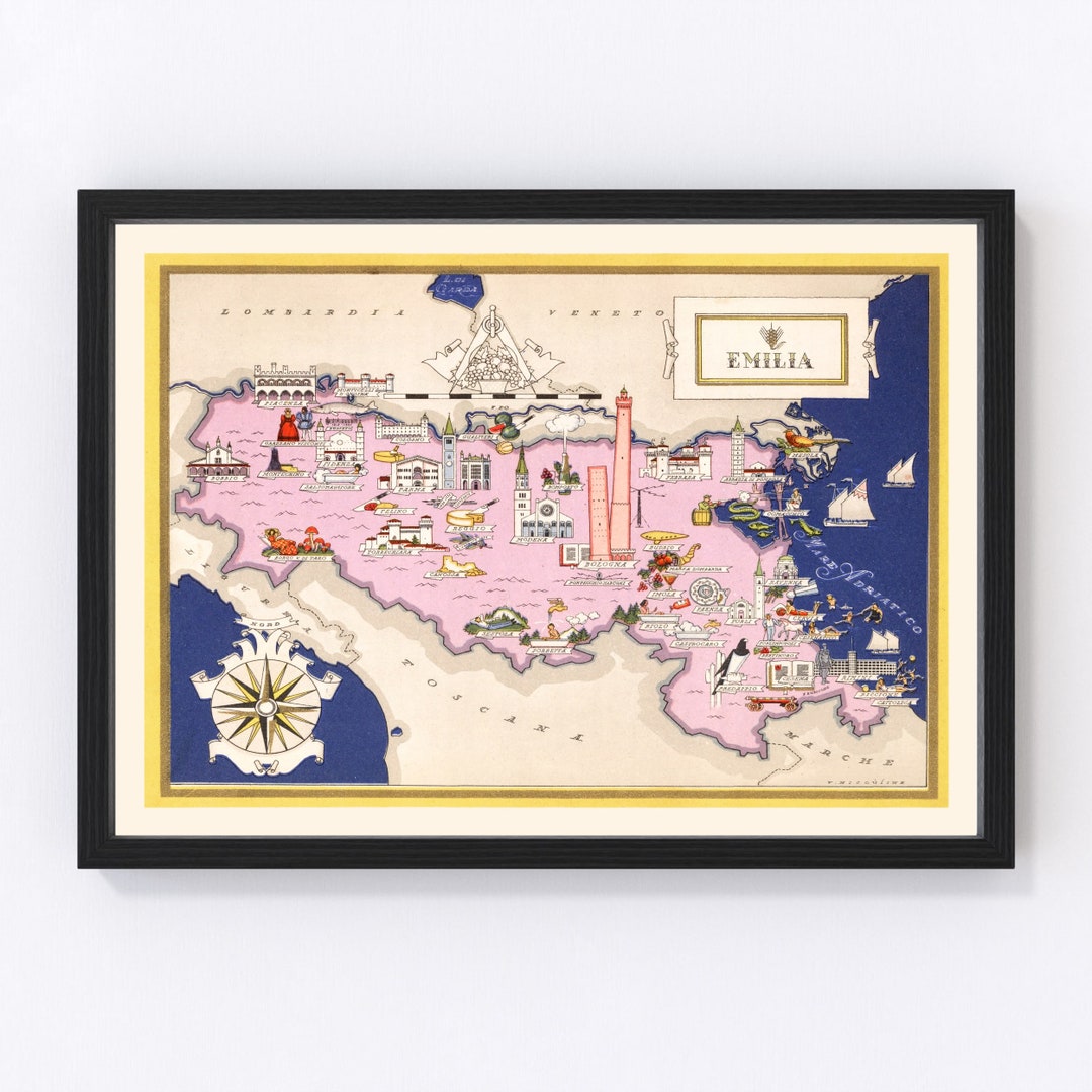 Emilia-romagna Italy Map 1938 Old Map of Emilia-romagna Italy Italy Art ...