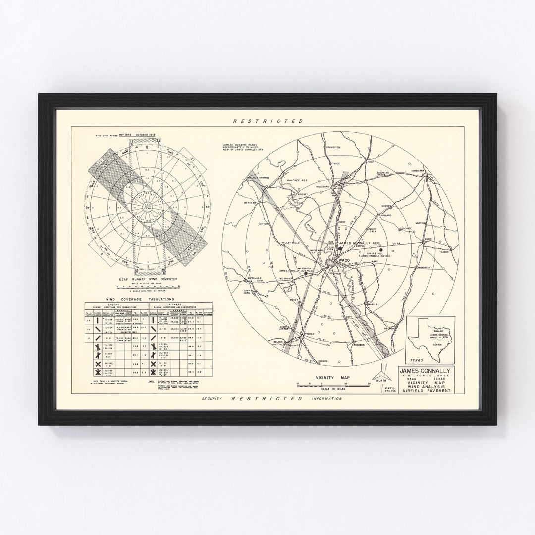 James Connally Air Force Base Vicinity Map 1951 - Old Map of James ...
