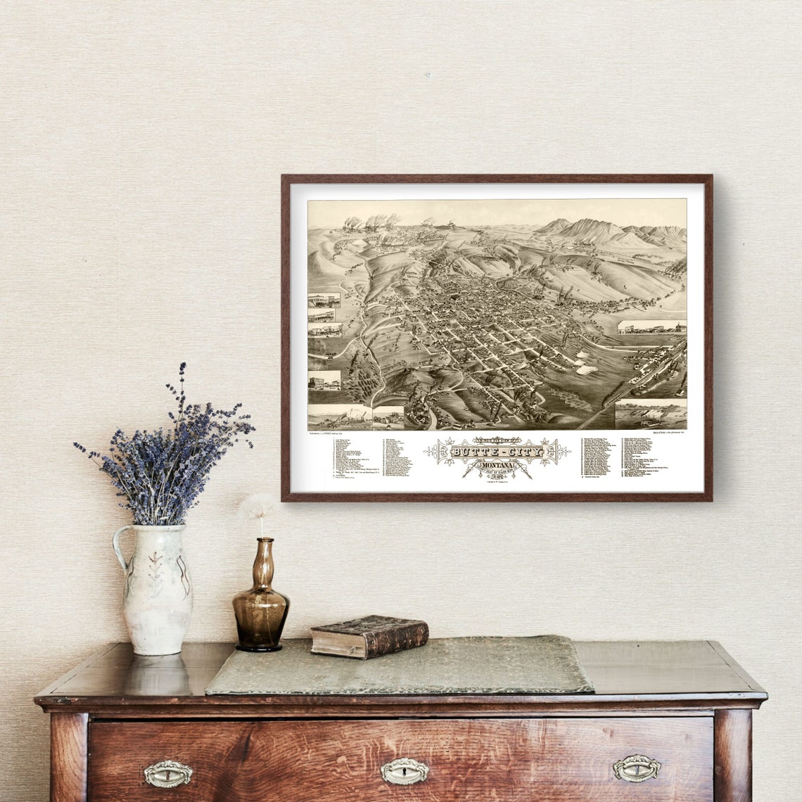 Butte City Map 1884 Old Map of Butte City Montana Art - Etsy