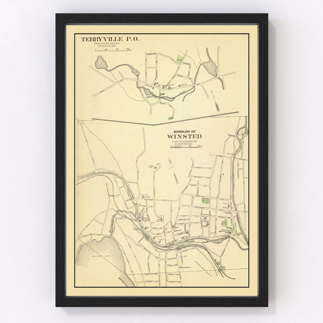 Terryville Map 1893, Vintage Terryville Map, Old Terryville Connecticut ...