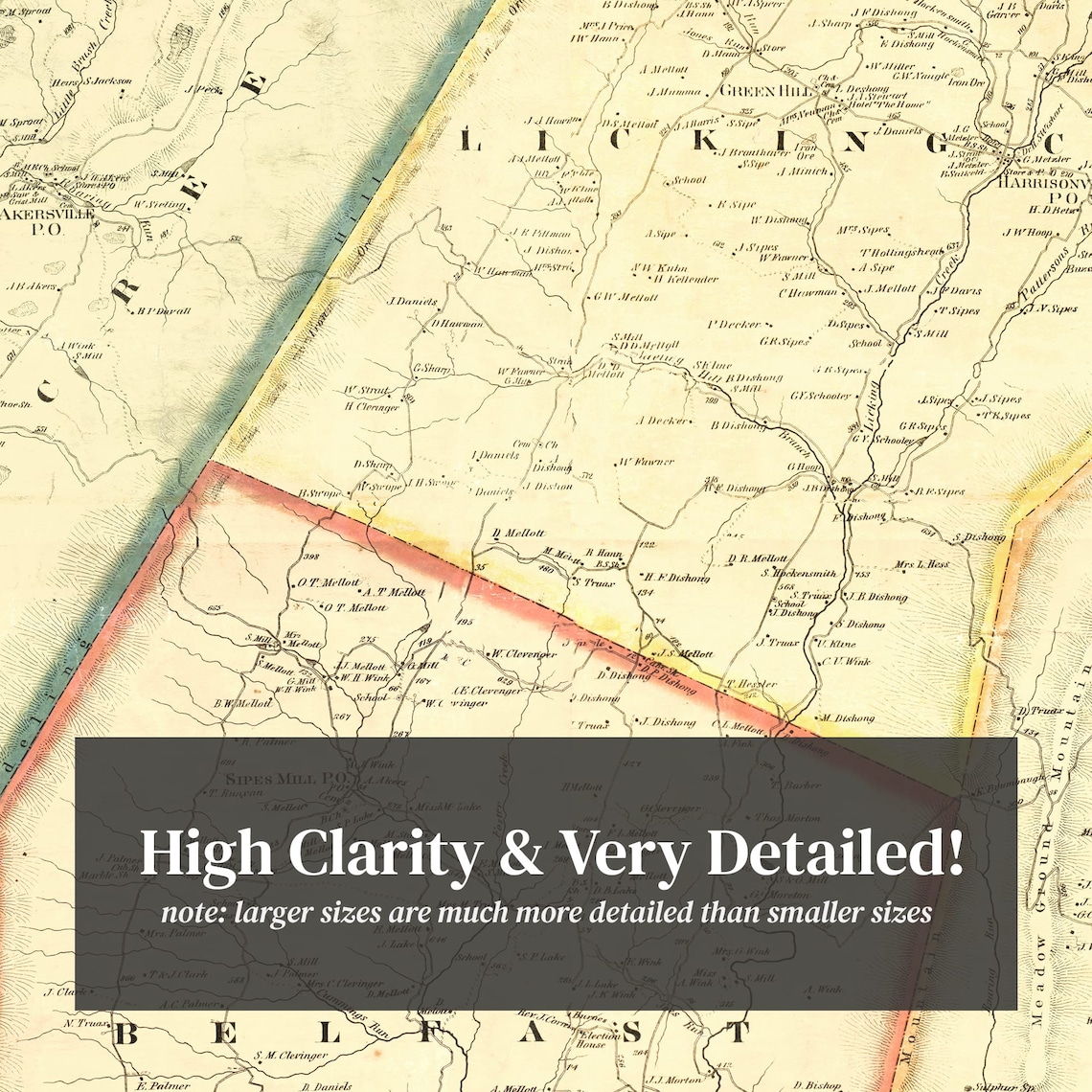 Fulton County Pennsylvania Map 1873 Old Map of Fulton County - Etsy