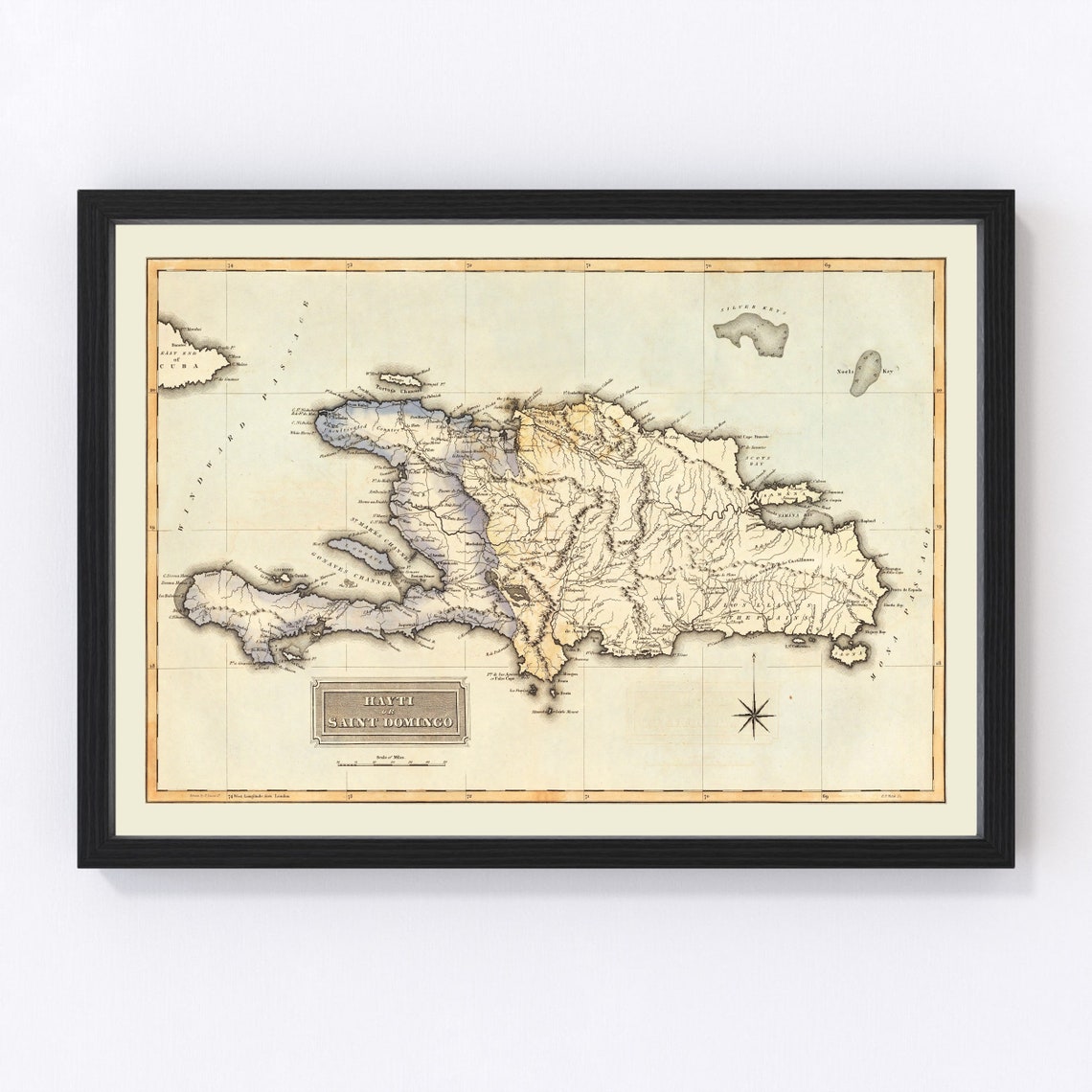Haiti Map 1823 - Old Map of Haiti Dominican Republic Art Vintage Print ...