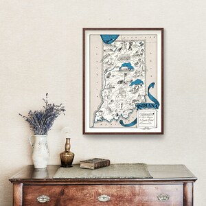 Indiana Map 1931 Old Map of Indiana Art Vintage Print Framed Wall Art ...