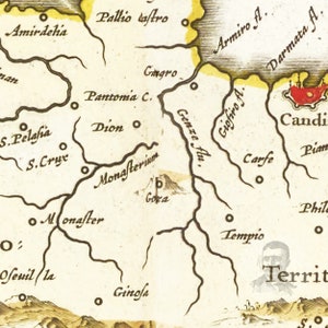 Crete Greece Map Art Vintage Print From 1665 Old Crete | Etsy