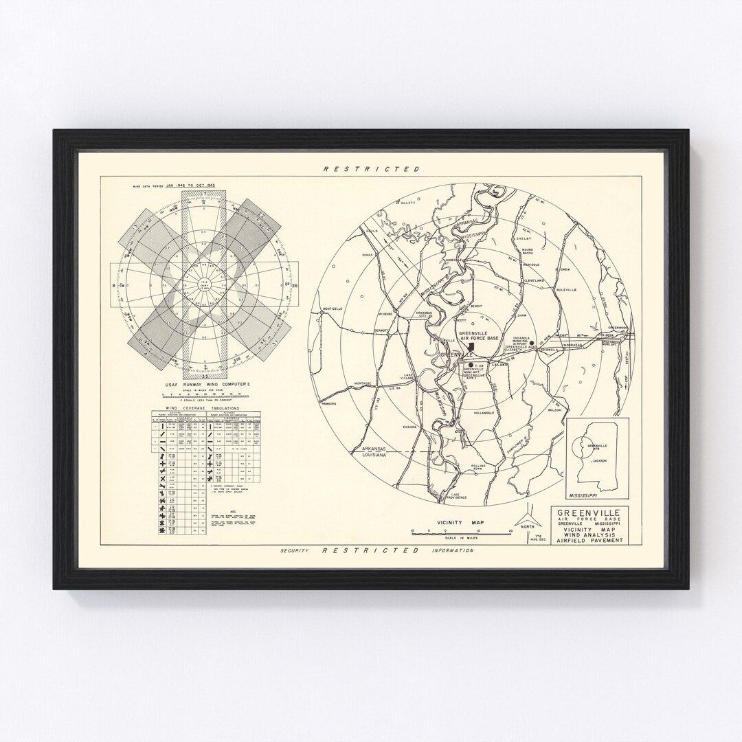 Greenville Air Force Base Vicinity Map 1951 Old Map of Greenville Air ...