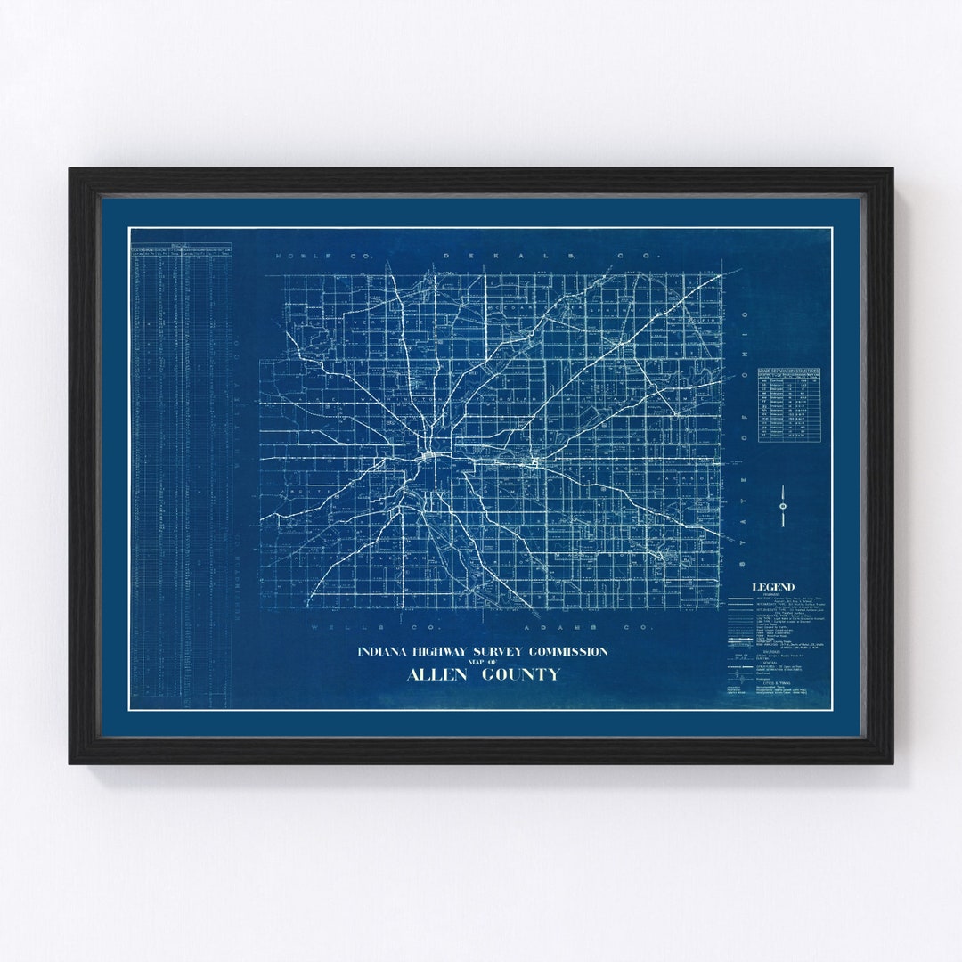 Allen County Map 1936, Vintage Allen County Map, Old Allen County ...