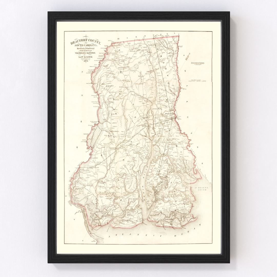 Beaufort County South Carolina Map 1873 - Old Map of Beaufort County ...