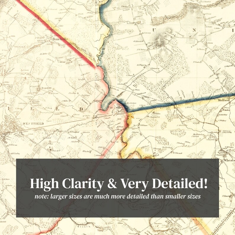 Union County New Jersey Map 1862 Old Map of Union County New - Etsy