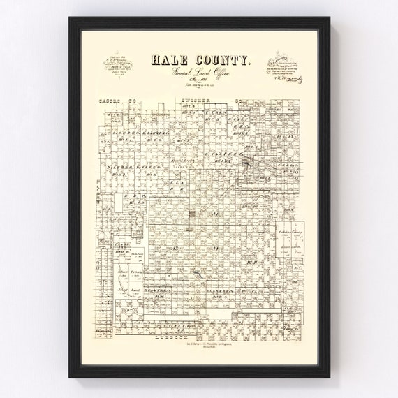 Hale County Texas Map 1892 Old Map of Hale County Texas Art - Etsy