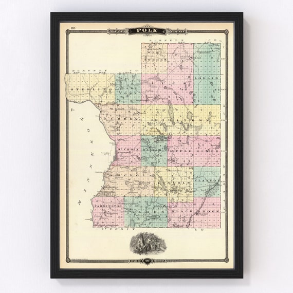 Polk County WI Map 1878 Old Map of Balsam Lake Wisconsin Art - Etsy