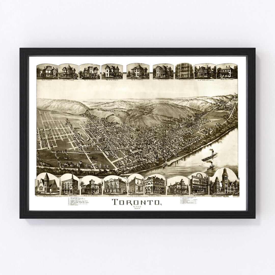 Toronto Map 1899, Vintage Toronto Map, Old Toronto Ohio Art, Wall Art ...