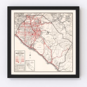 Orange County Map 1935, Vintage Orange County Map, Old Orange County ...