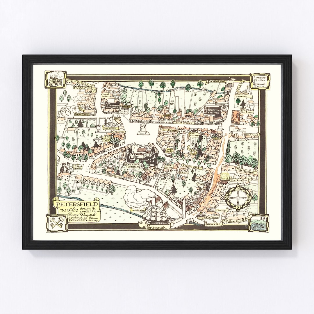 Petersfield Map 1922 Old Map of Petersfield England Art Vintage Print ...