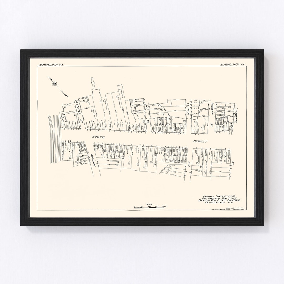 Schenectady Map 1929 Old Map of Schenectady Business Section New York ...