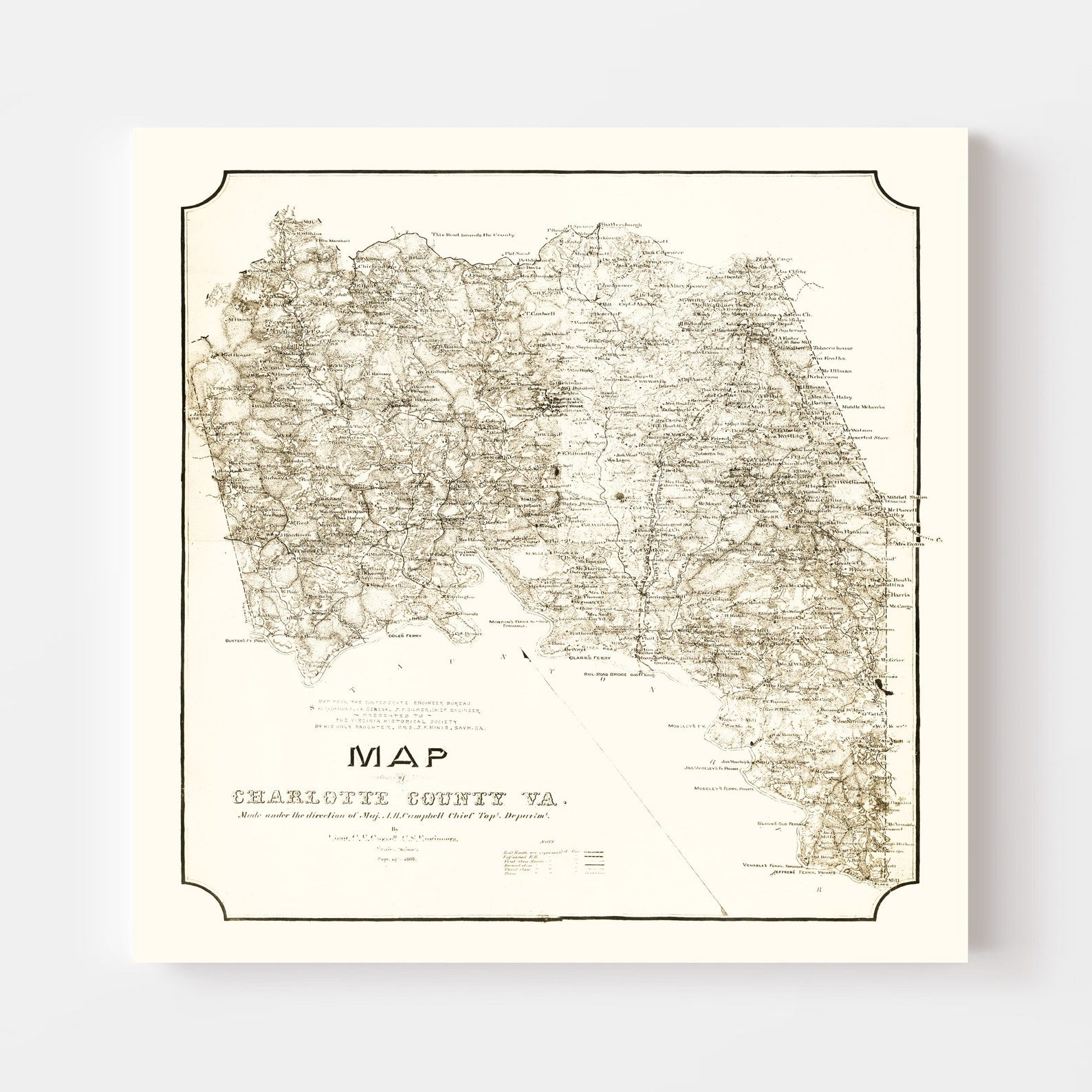 Charlotte County Virginia Map 1864 Old Map of Charlotte - Etsy