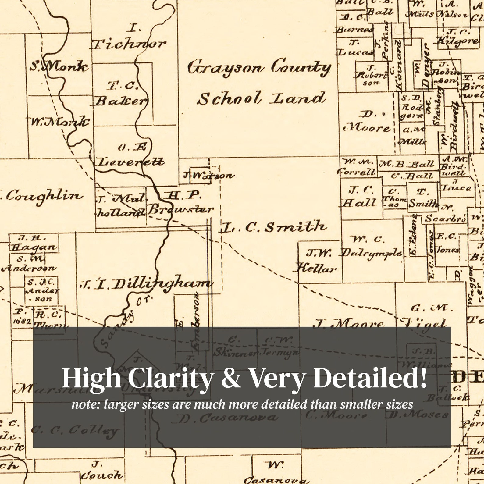Wise County Map 1870, Vintage Wise County Map, Old Wise County Texas ...