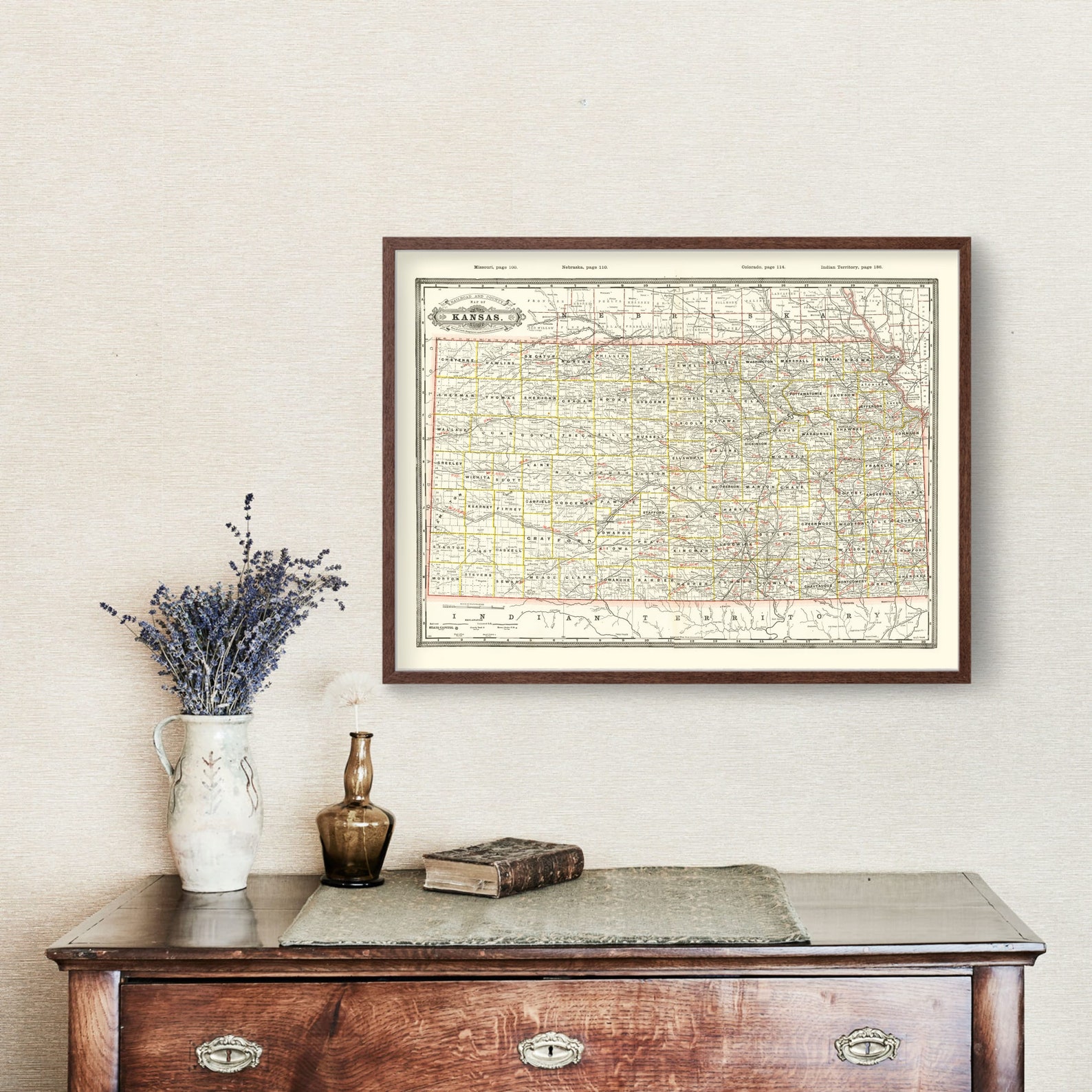 Kansas Railroad Map 1888 Old Railroad Map of Kansas Art - Etsy